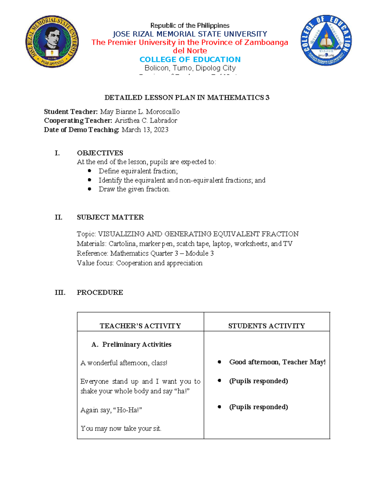 2. Detailed Lesson PLAN IN Mathematics 3 - DETAILED LESSON PLAN IN ...