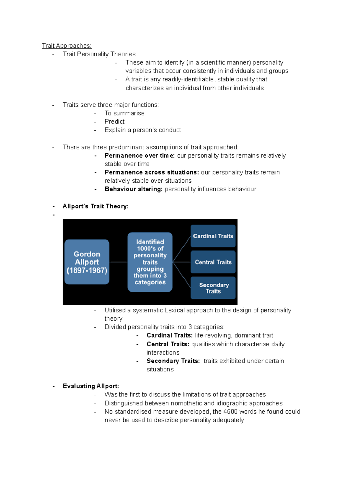 3 Trait Approaches And Type Approaches Trait Approaches Trait