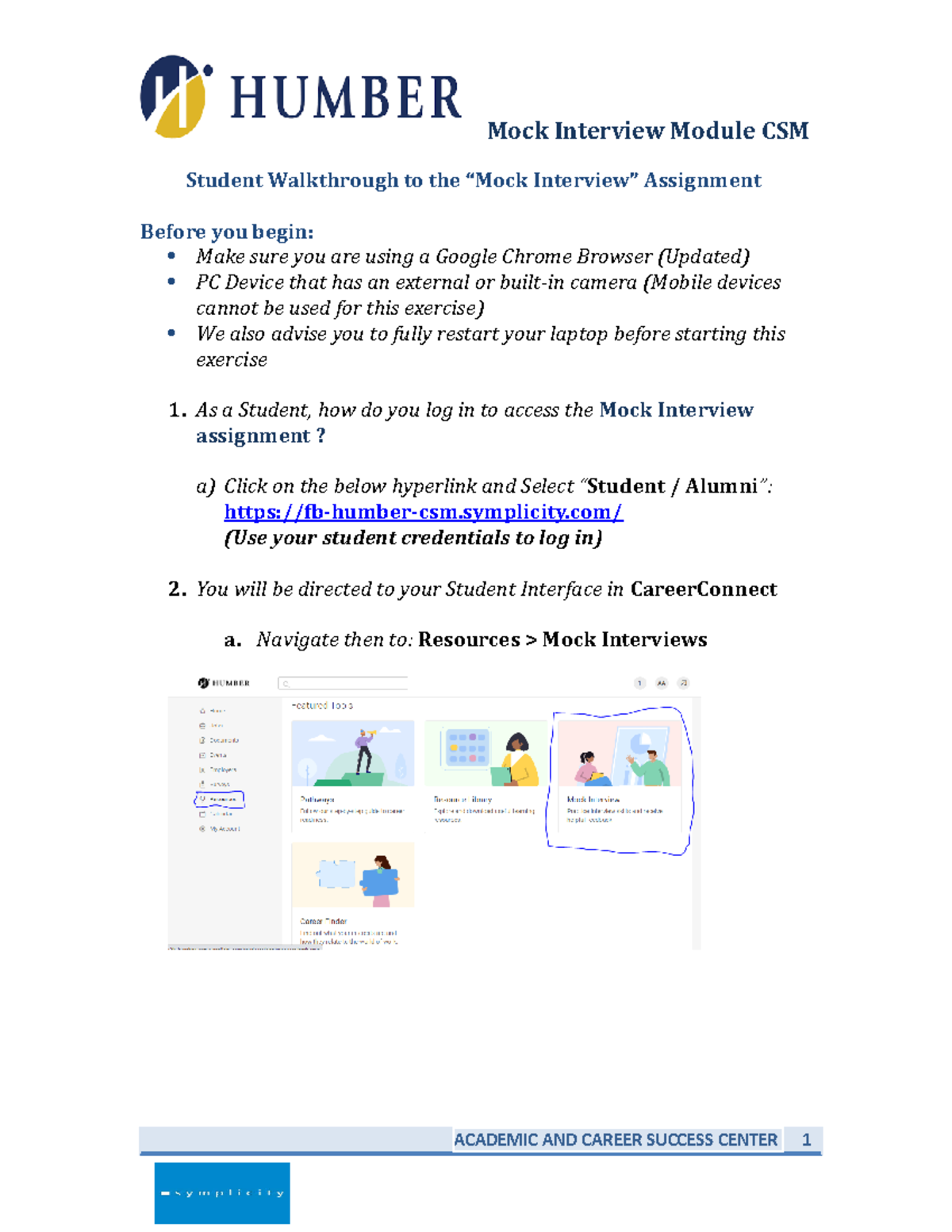 2021 Student Mock Interview Instructions - Mock Interview Module CSM ...