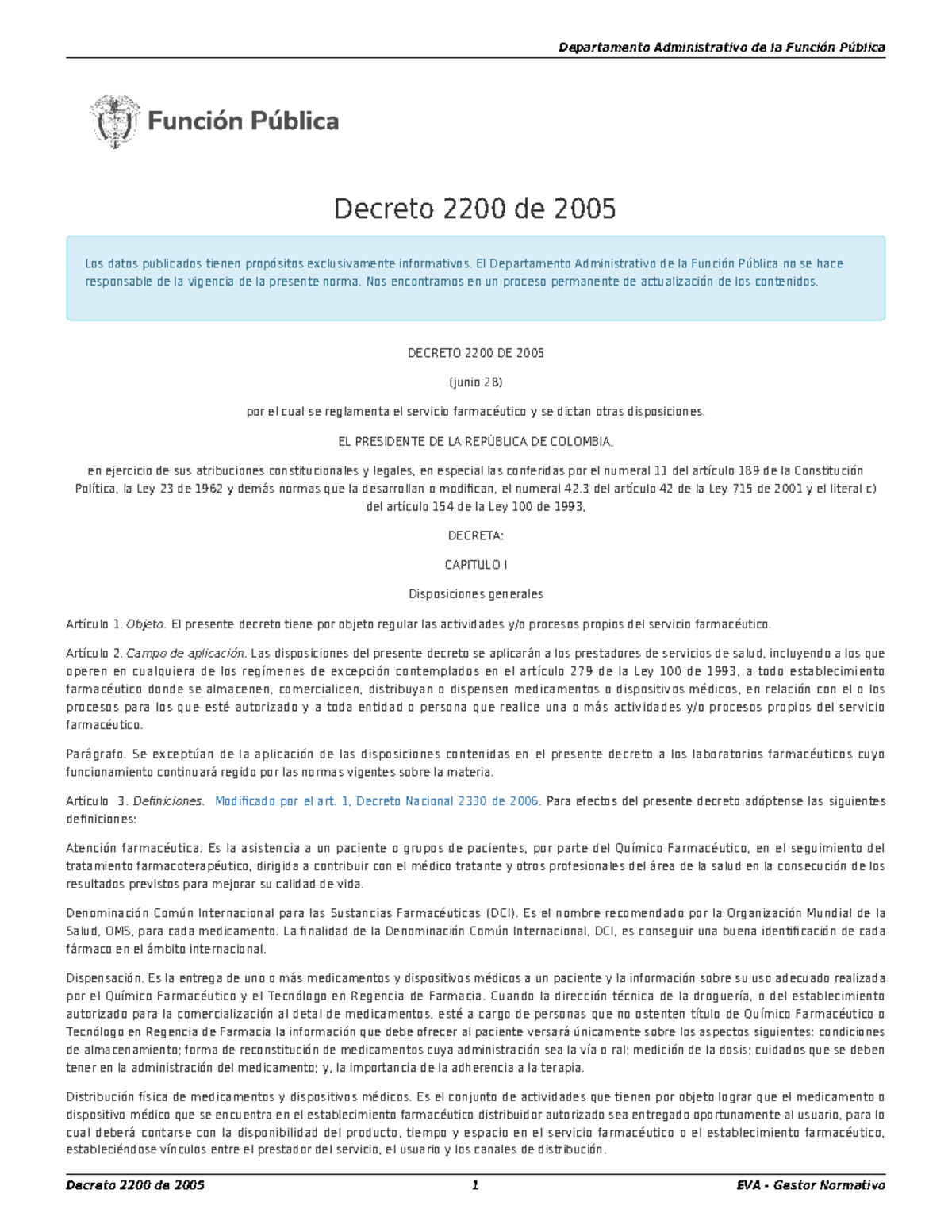 Decreto 2200 de 2005 - Decreto 2200 de 2005 Los datos publicados tienen ...
