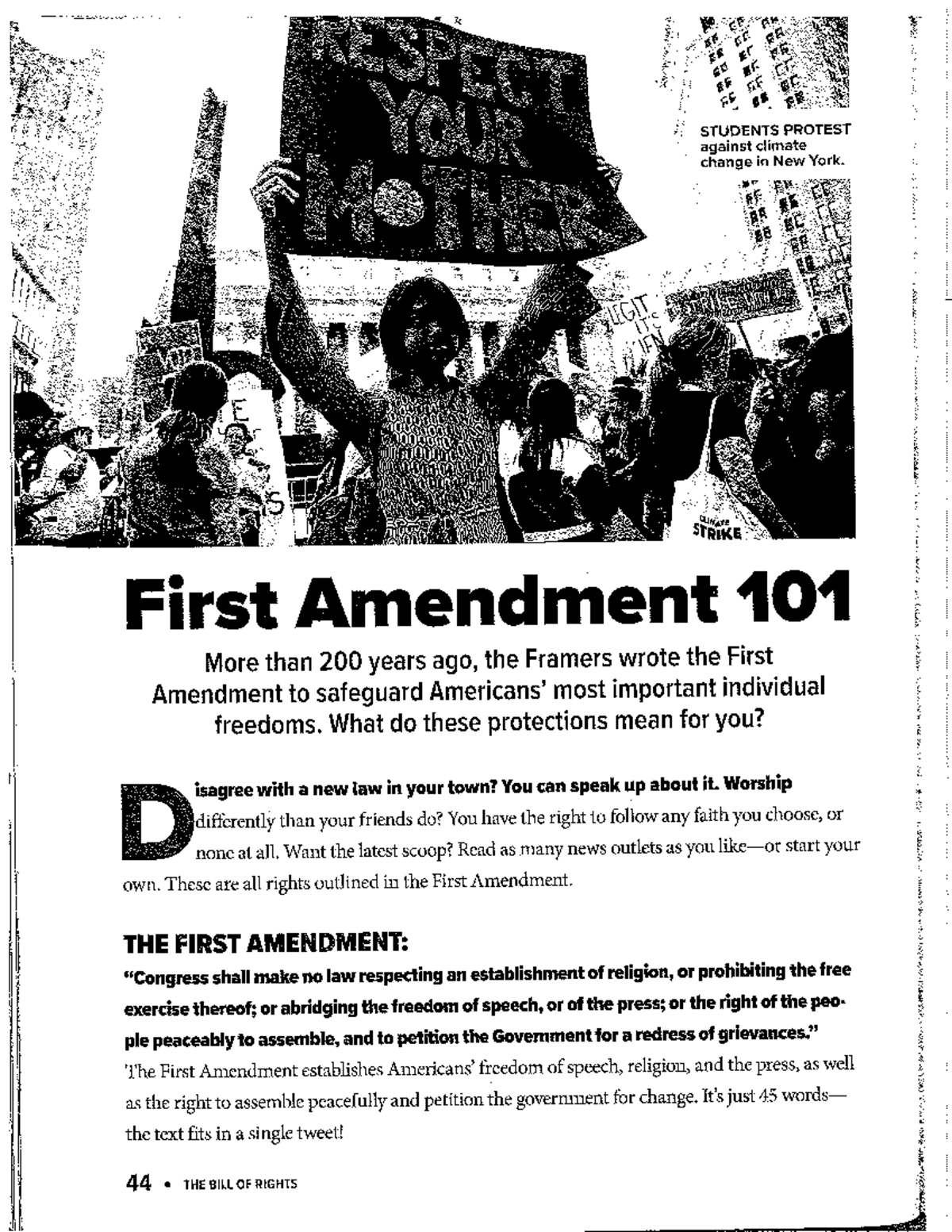 Ethan Hwang - First Amendment Reading Passage - RESPECT YOUR STUDENTS ...