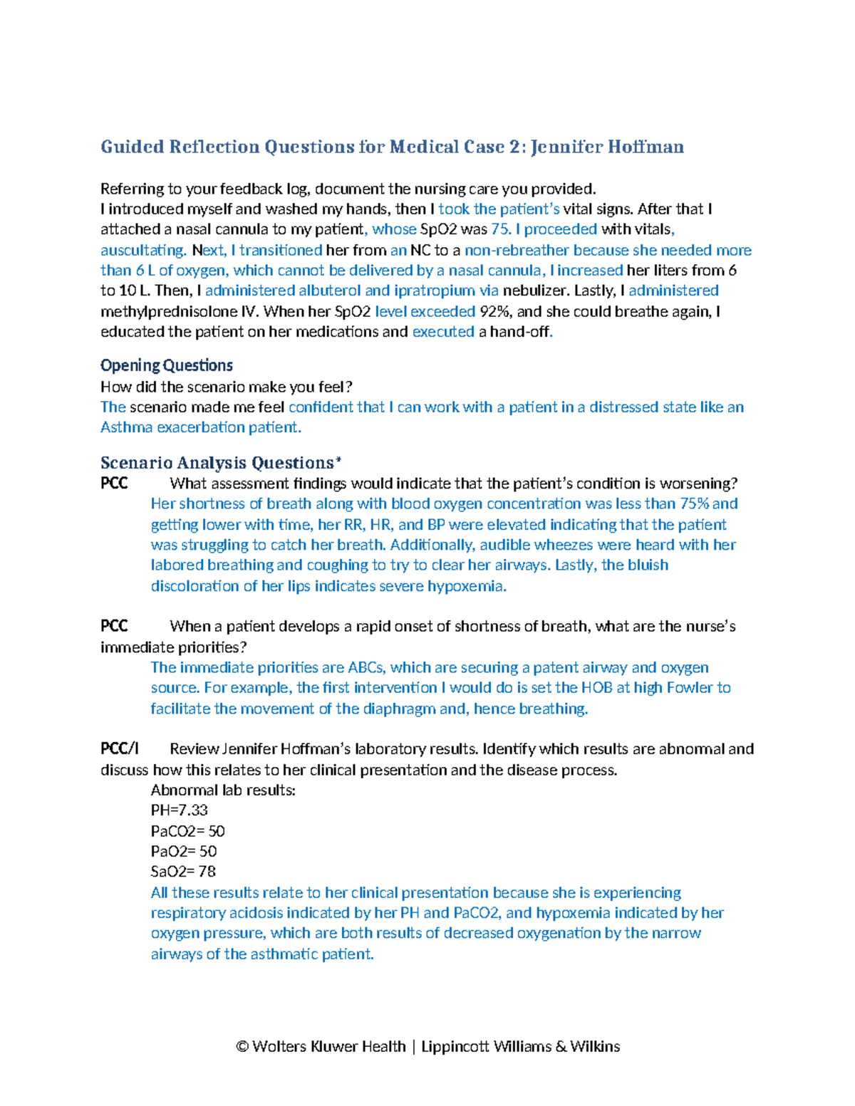 Reflecitve questions Jennifer Hoffman - Guided Reflection Questions for ...