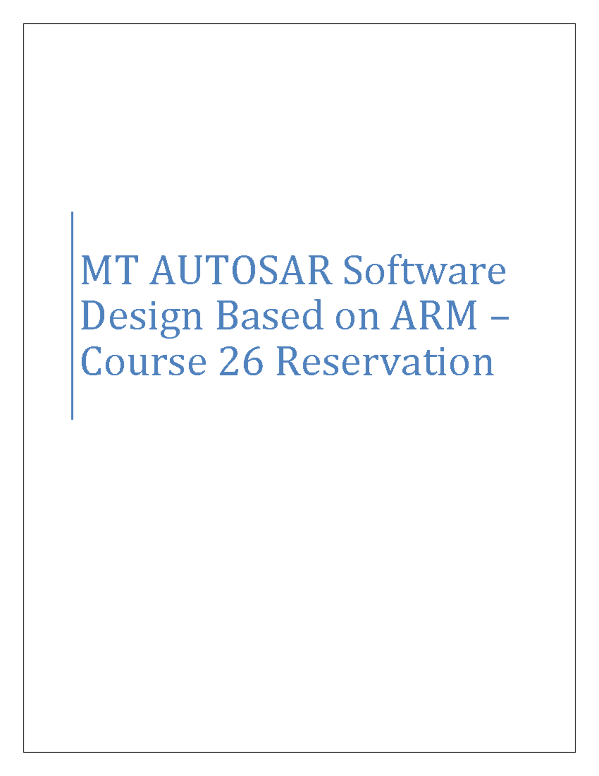 MT Autosar Software Design Based on ARM – Course 26 Reservation - MT ...
