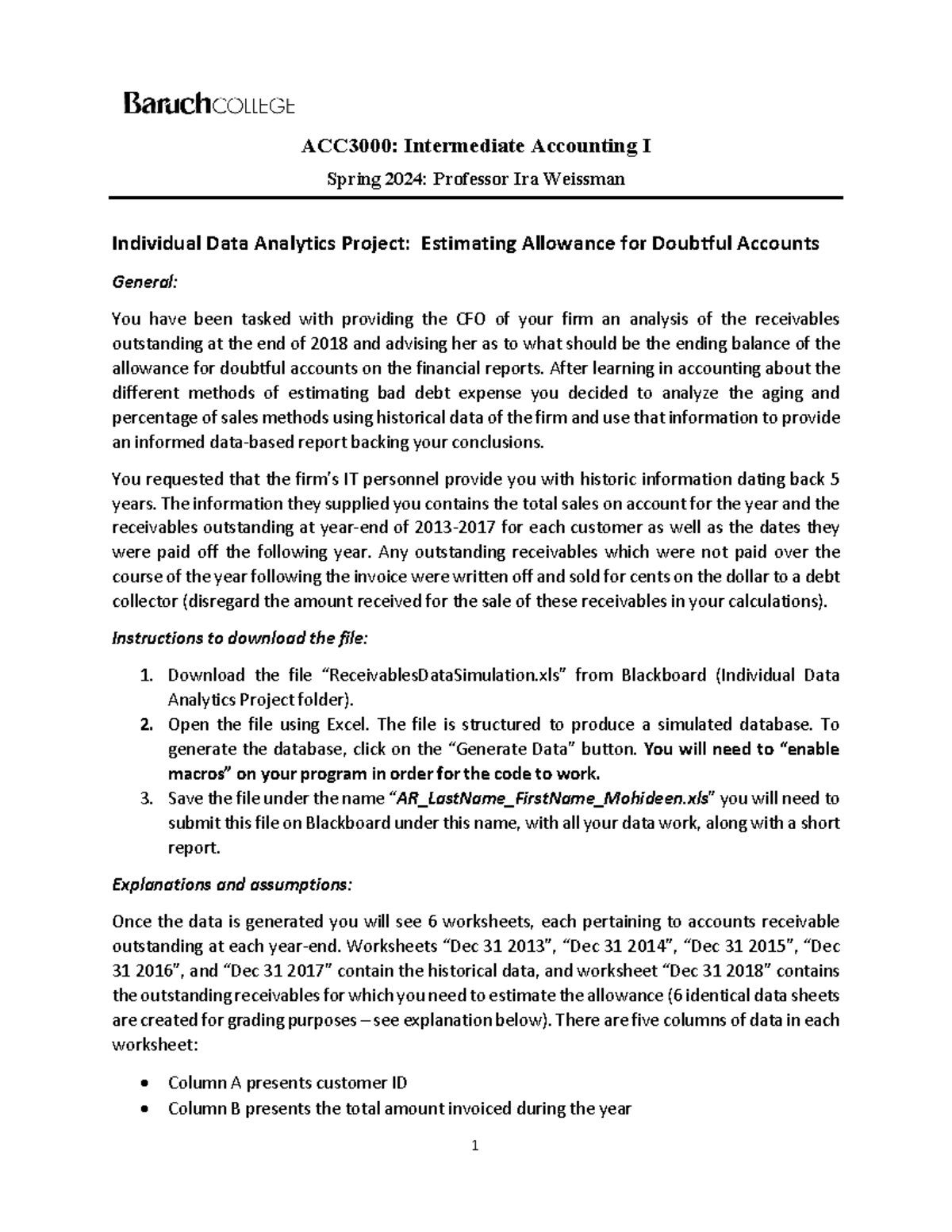 AR Project Ira - Spring 2024: Professor Ira Weissman Individual Data ...