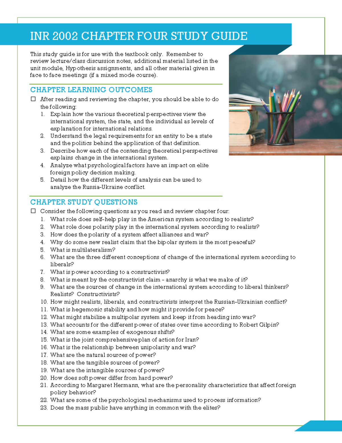 INR Chapter FOUR Study Guide 2022 - BSC 2093C - Valencia College - Studocu