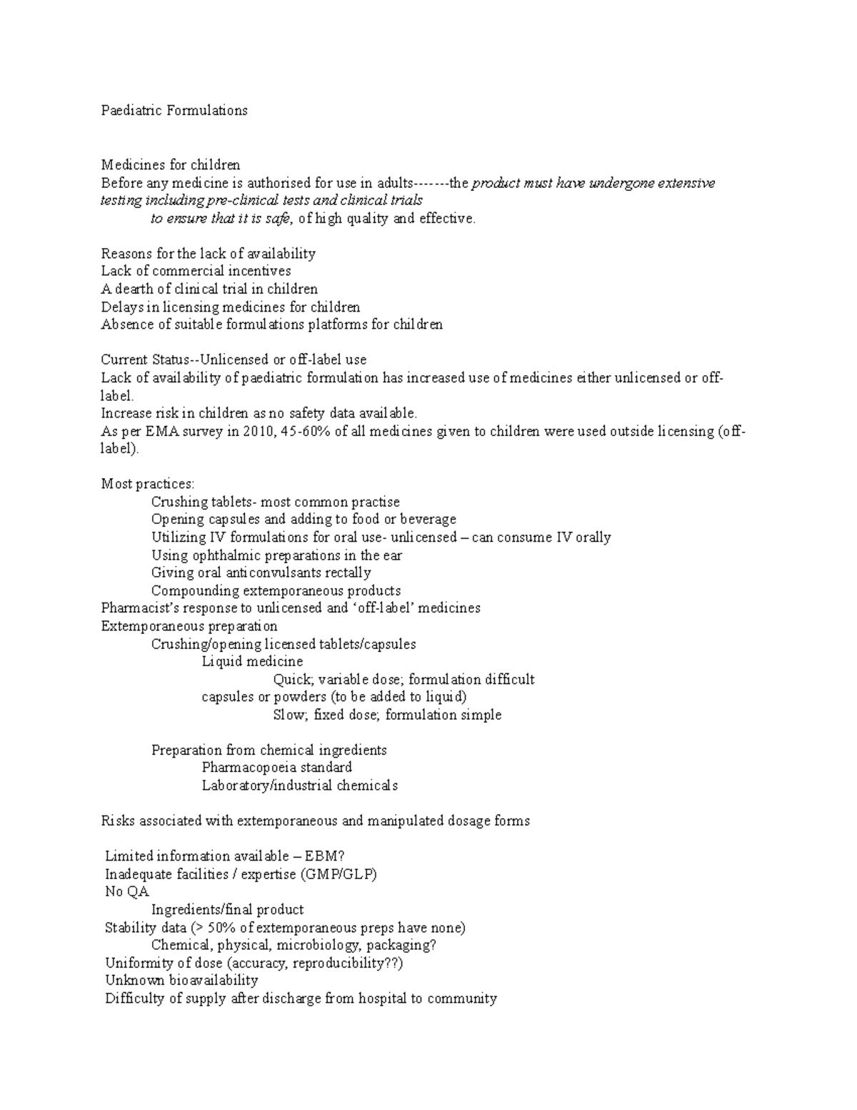Paediatric Formulations - Paediatric Formulations Medicines for ...