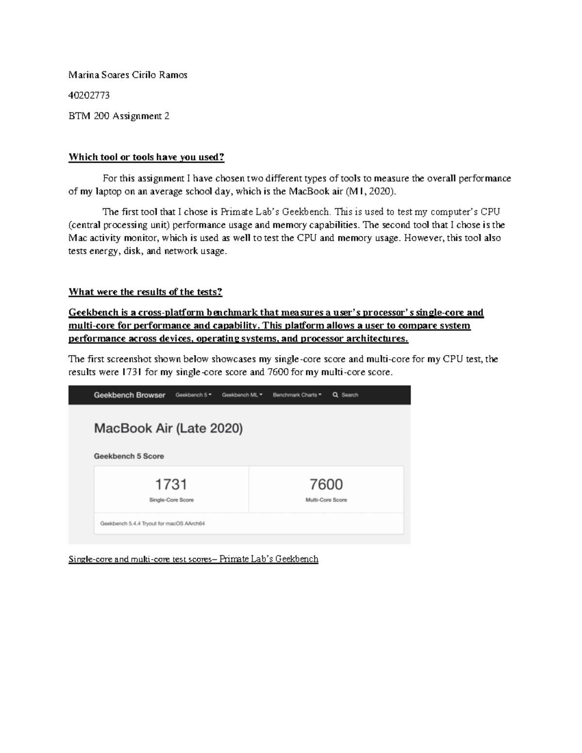 Assignment 2 BTM 200 (40202773) - Marina Soares Cirilo Ramos 40202773 BTM 200 Assignment 2 Which ...