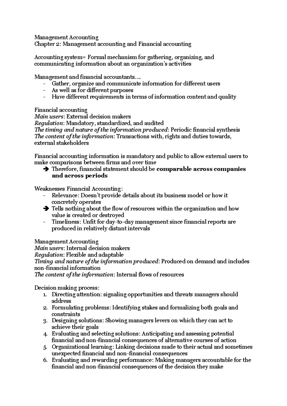 Management Accounting summary - Management Accounting Chapter 2 ...