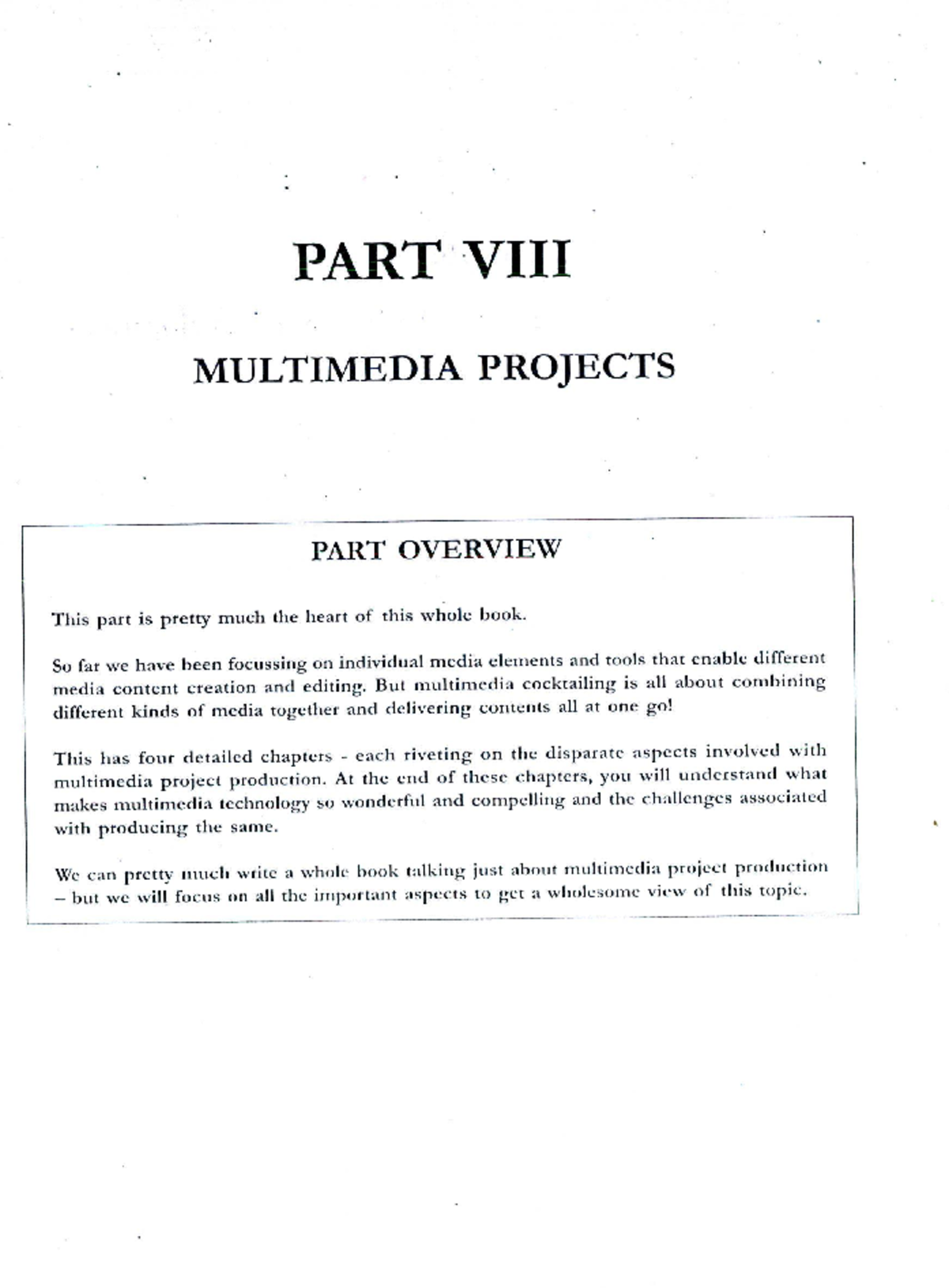 9. Part VIII - Multimedia projects - PART V MULTIMEDIA PROJECTS PART ...