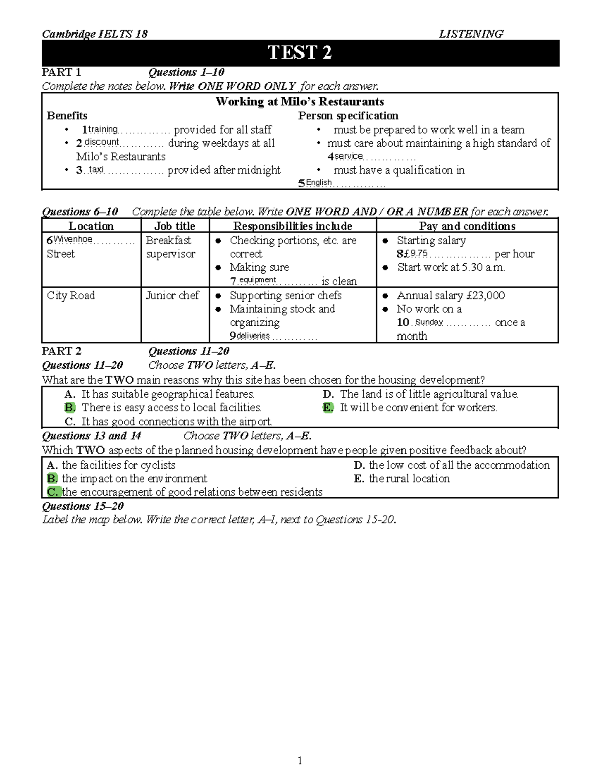Test 2 - .jjjj - Cambridge IELTS 18 LISTENING TEST 2 PART 1 Questions 1 ...