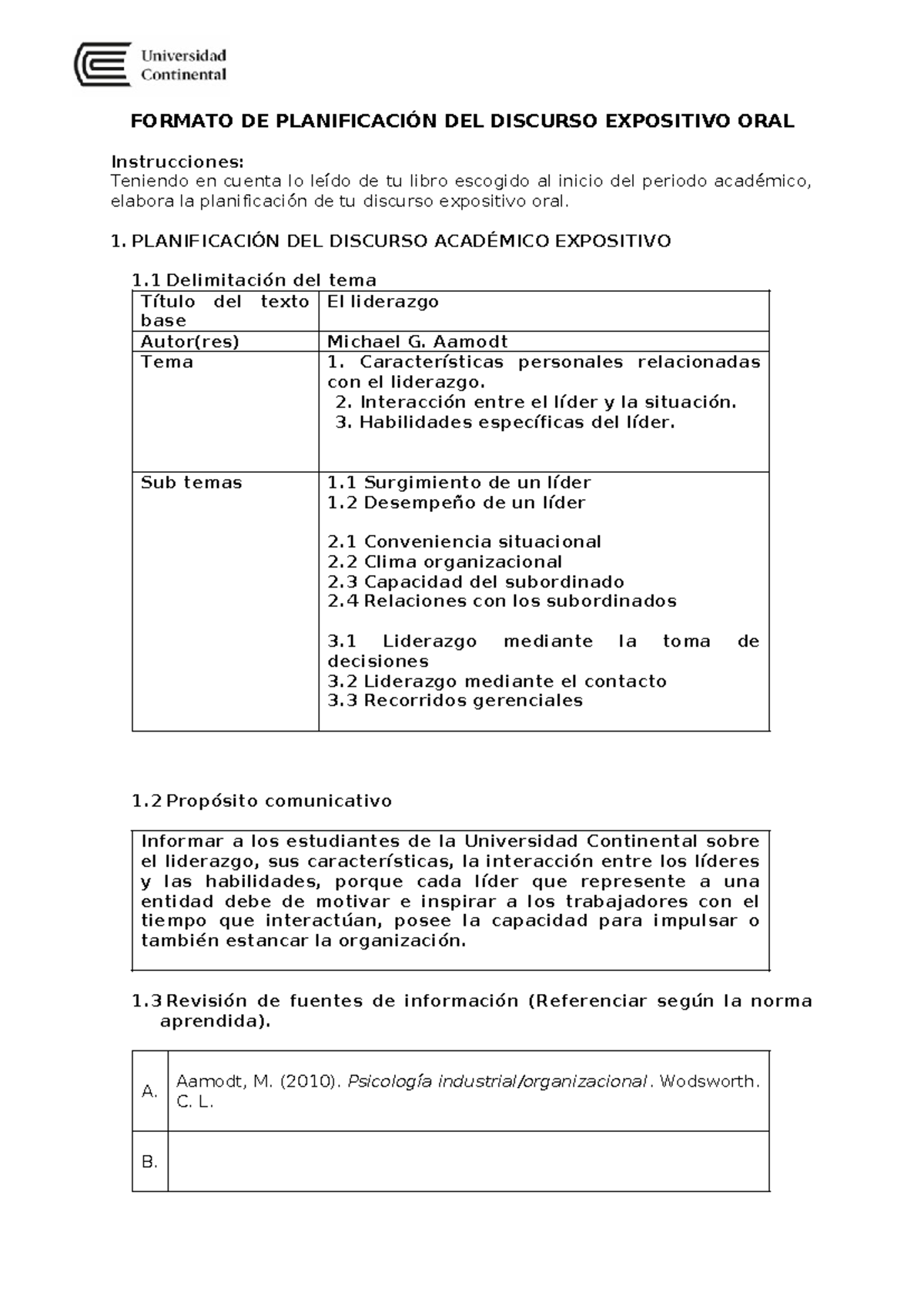 3. Formato DE Planificación DEL Discurso Expositivo ORAL-1 - FORMATO DE ...
