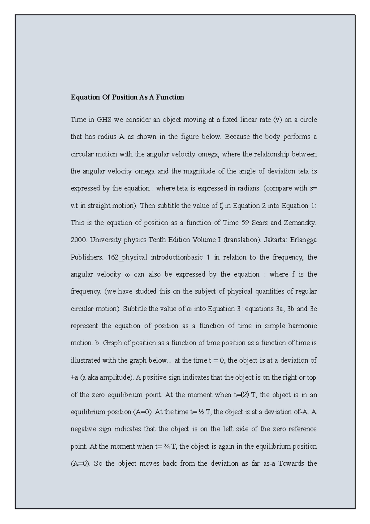 Materials Notes - Equation Of Position As A Function - Equation Of ...