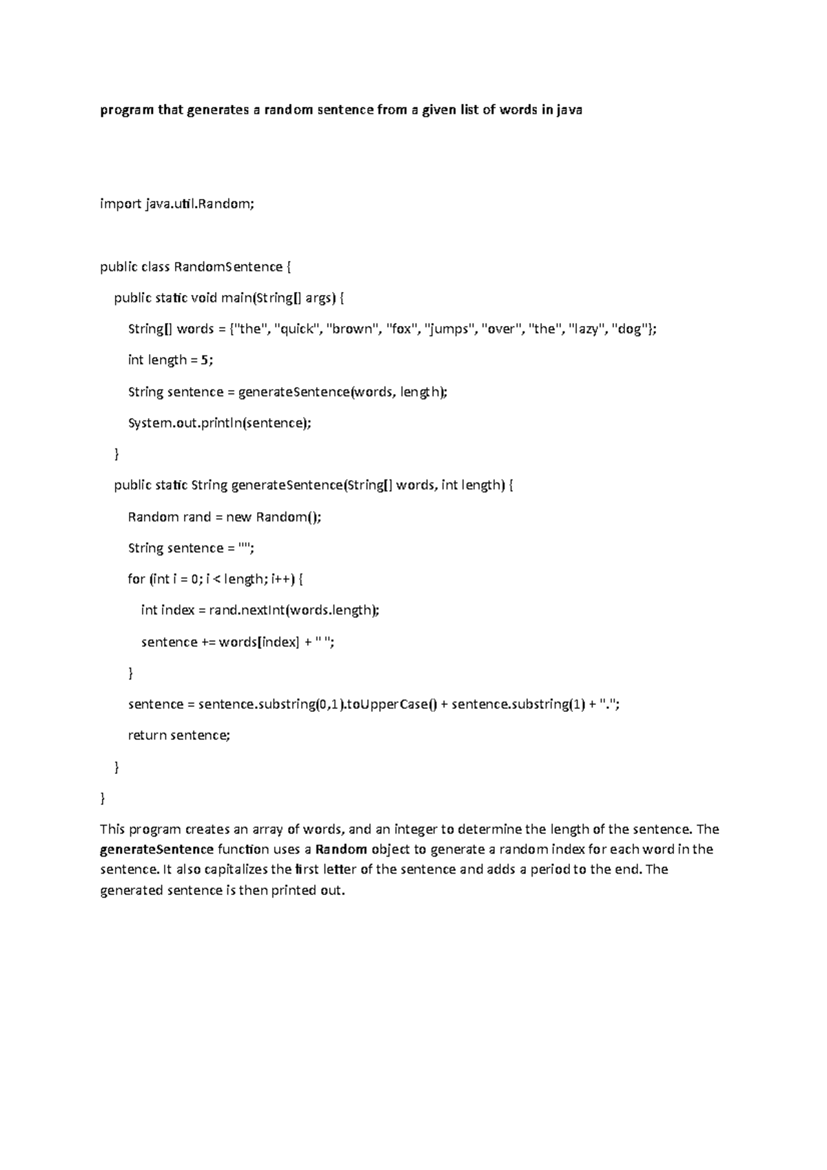 Java Program To Create A Random Sentence Using Java Program That 3378