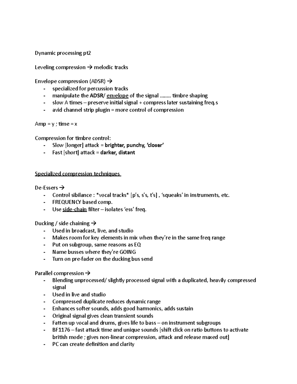 MXT Lecture 5 - Notes on dynamic processing - compression: side ...