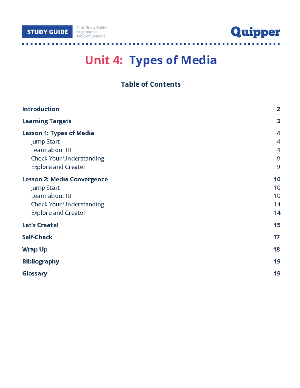Lesson 1 Types of Media 0 - Unit 4: Types of Media Introduction Table ...