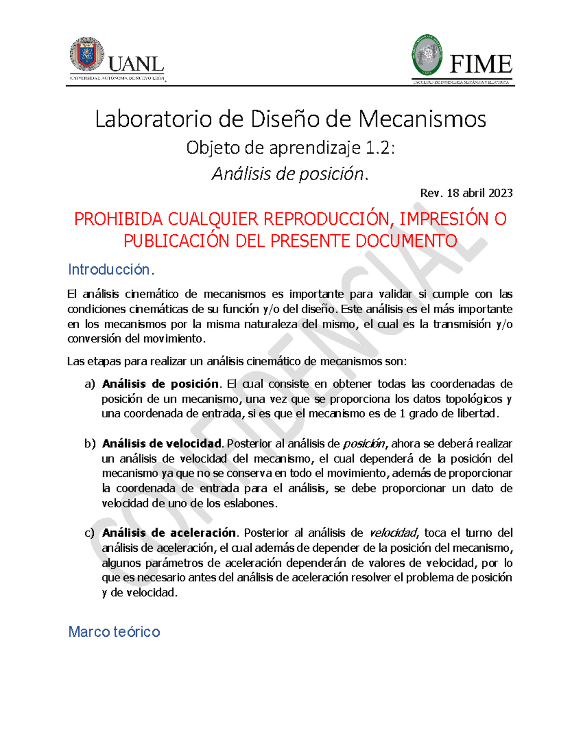 Obj Aprendizaje 1 - reporte - Laboratorio de Diseño de Mecanismos Objeto de aprendizaje 1 ...