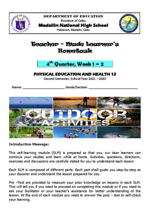 PE12 Q4 Week 7-8 Hometask - Teacher – Made Learner’s Hometask 4 th Quarter, Week 7 – 8 PHYSICAL ...