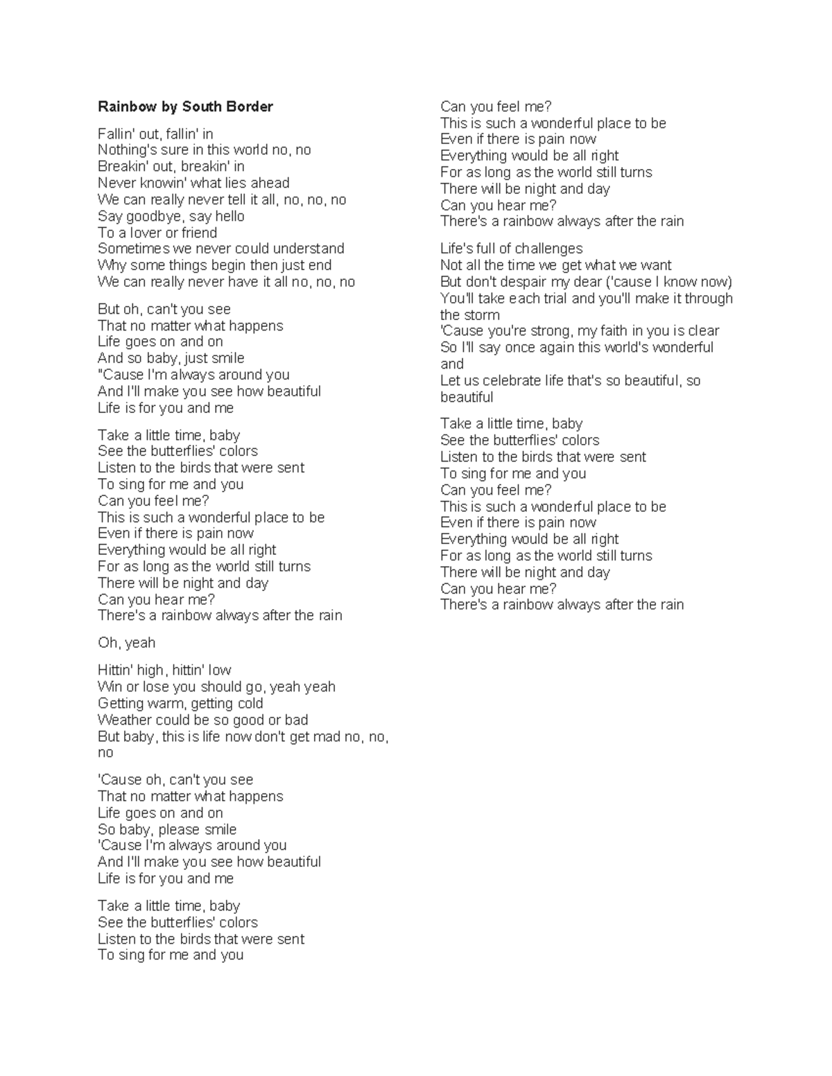 Rainbow 20by20South 20Border - Rainbow by South Border Fallin' out ...