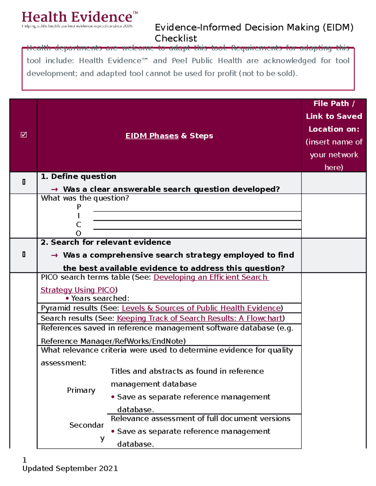 HETools Eidmchecklist EN - Evidence-Informed Decision Making (EIDM ...