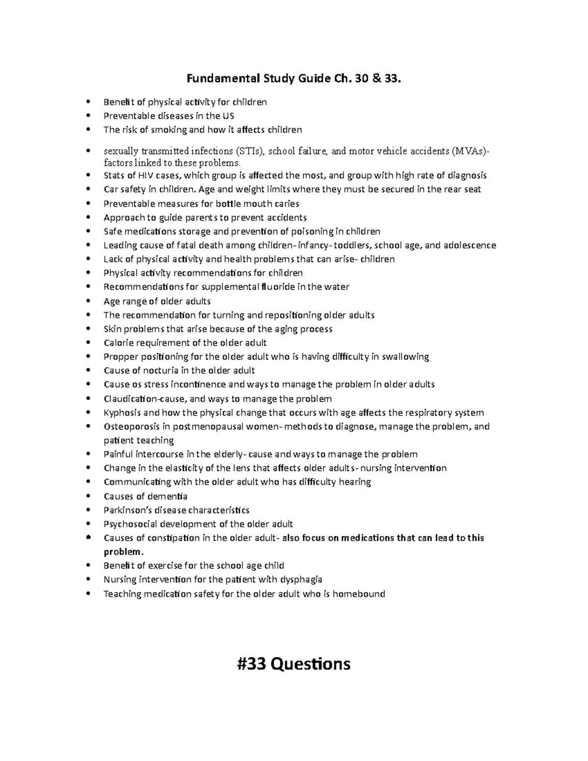 Fundamental Study Guide Ch 30 33 - Fundamental Study Guide Ch. 30 & 33 ...