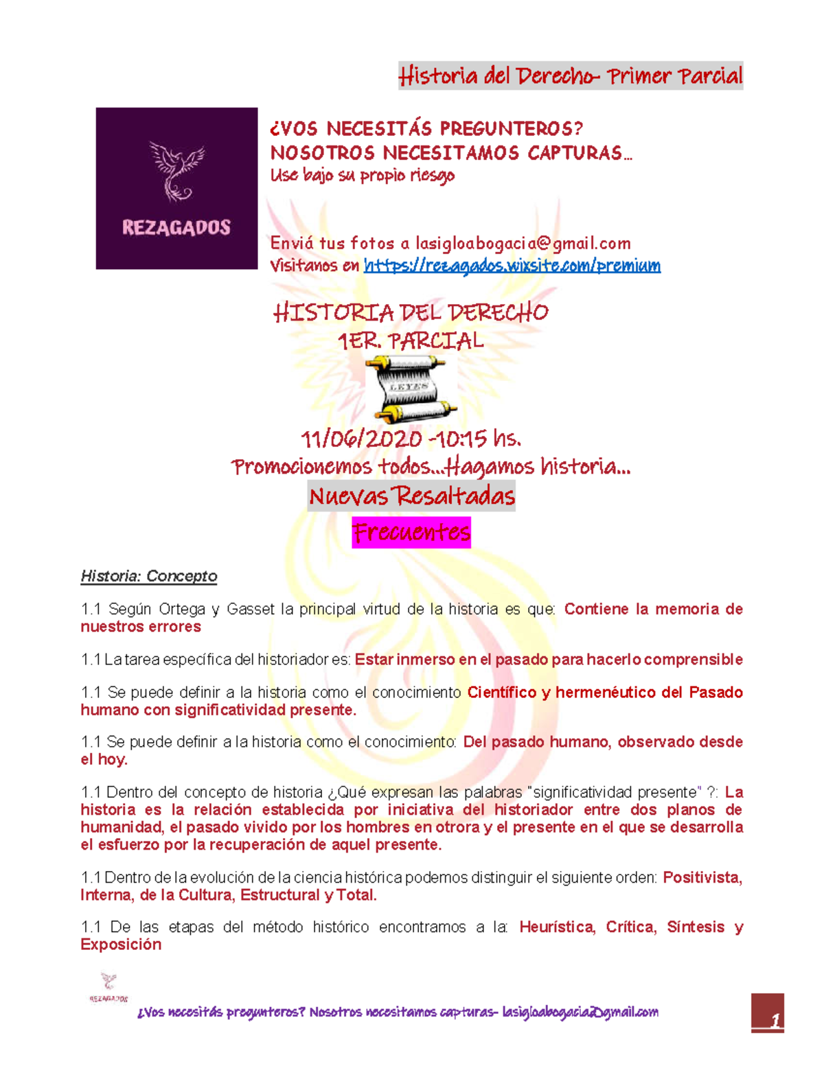 11-06-2020 Historia del Derecho Primer Parcial Rezagados - Warning: TT: undefined function: 32 ...