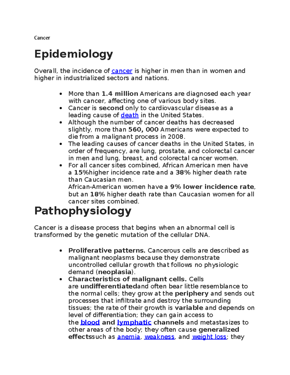 Cancer - haynes - Cancer Epidemiology Overall, the incidence of cancer ...