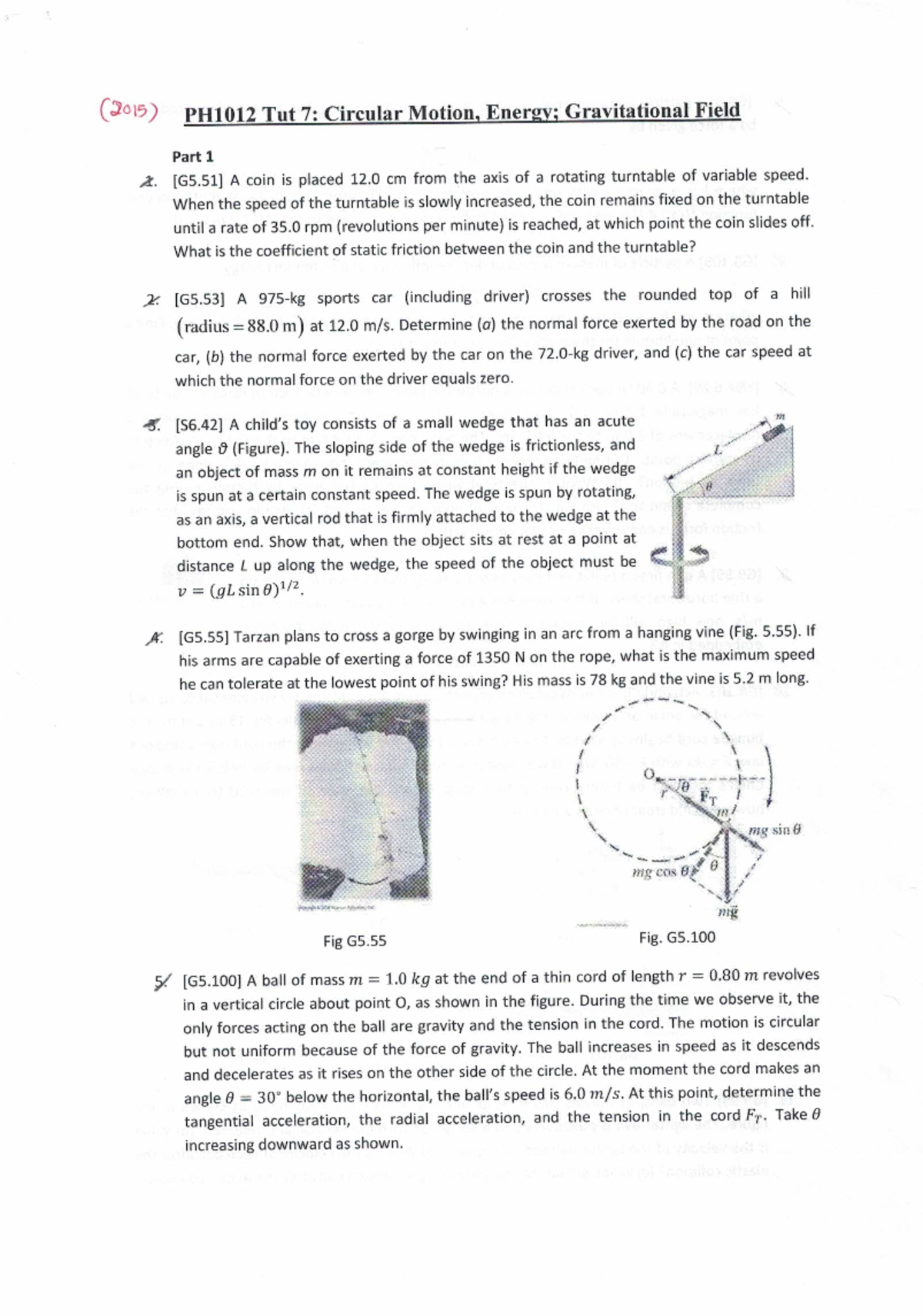2015 ph1012 tutorial 7 solution - PH1012 - Studocu