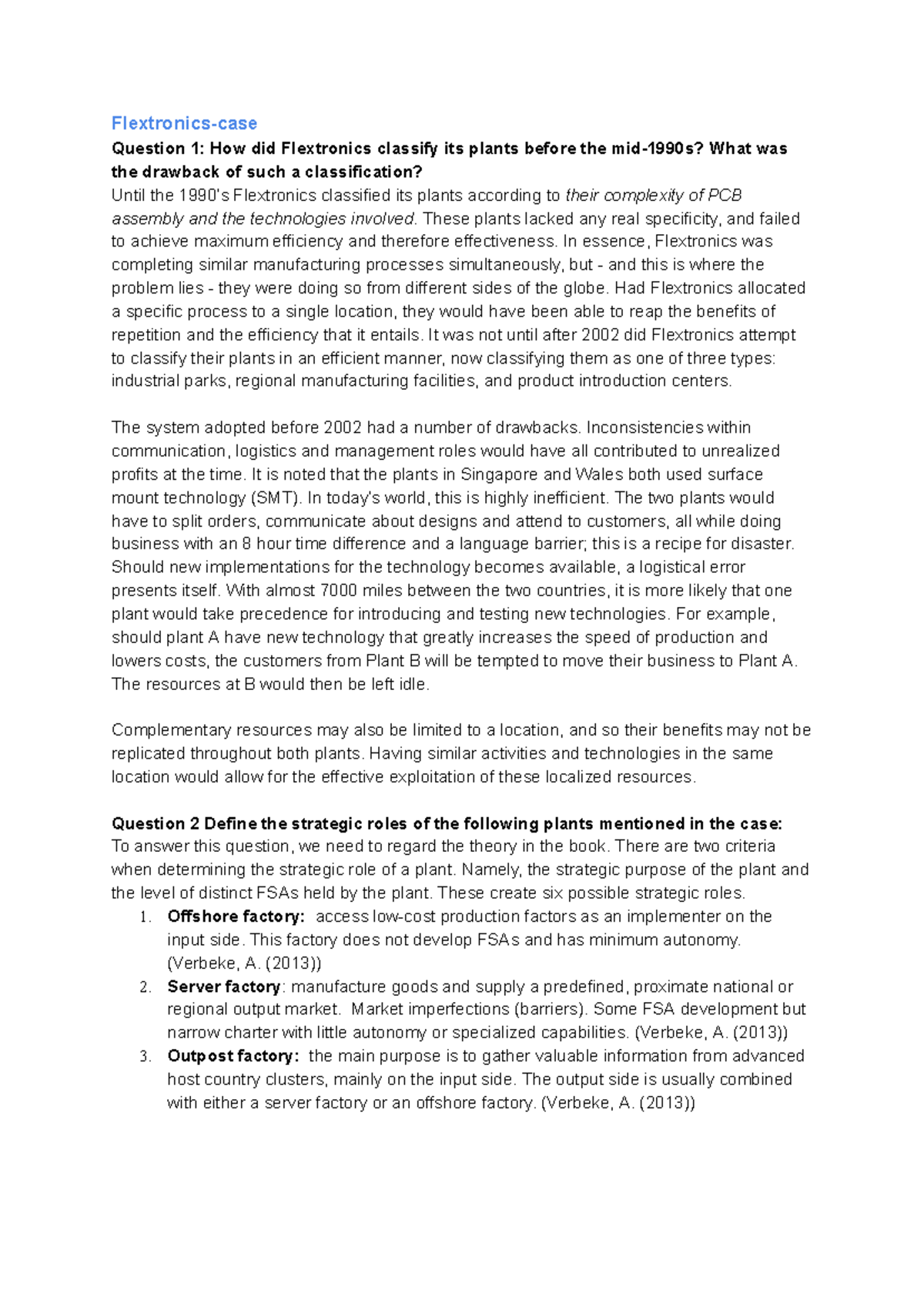 Flextronics Case - Flextronics-case Question 1: How did Flextronics ...