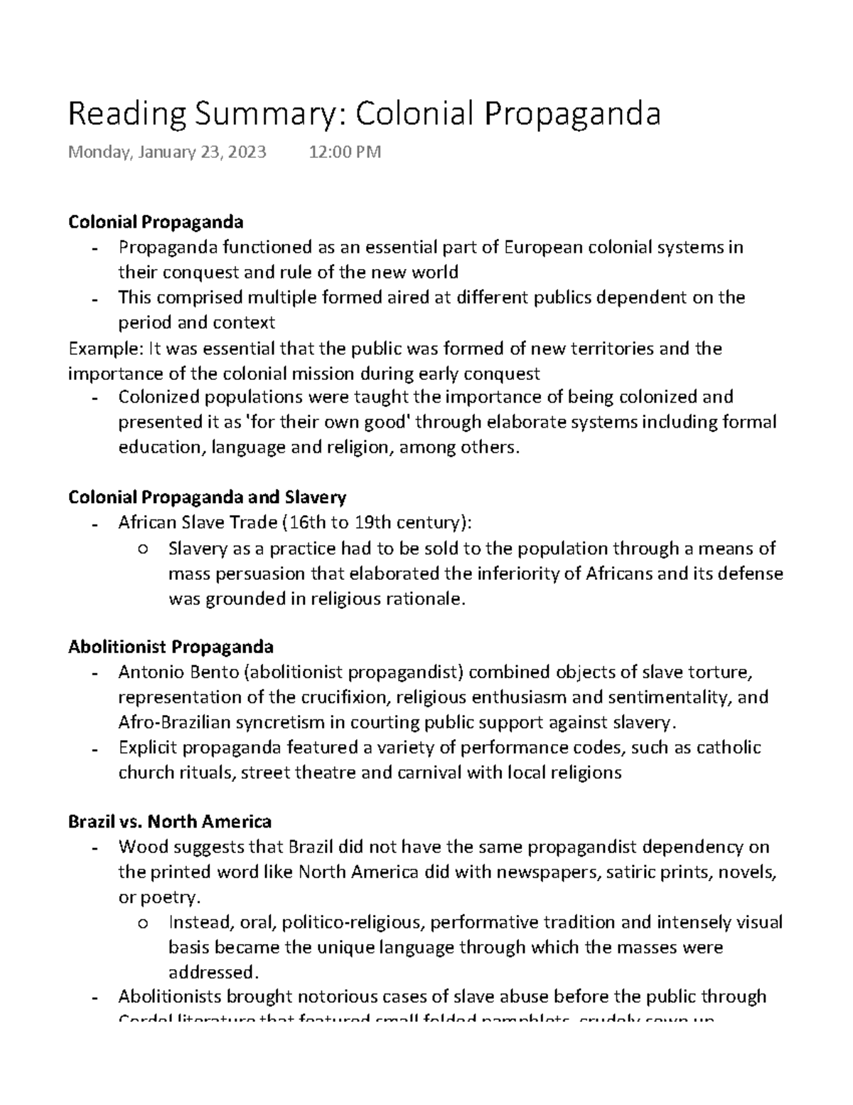 L2 - Reading Summary Colonial Propaganda - Colonial Propaganda ...
