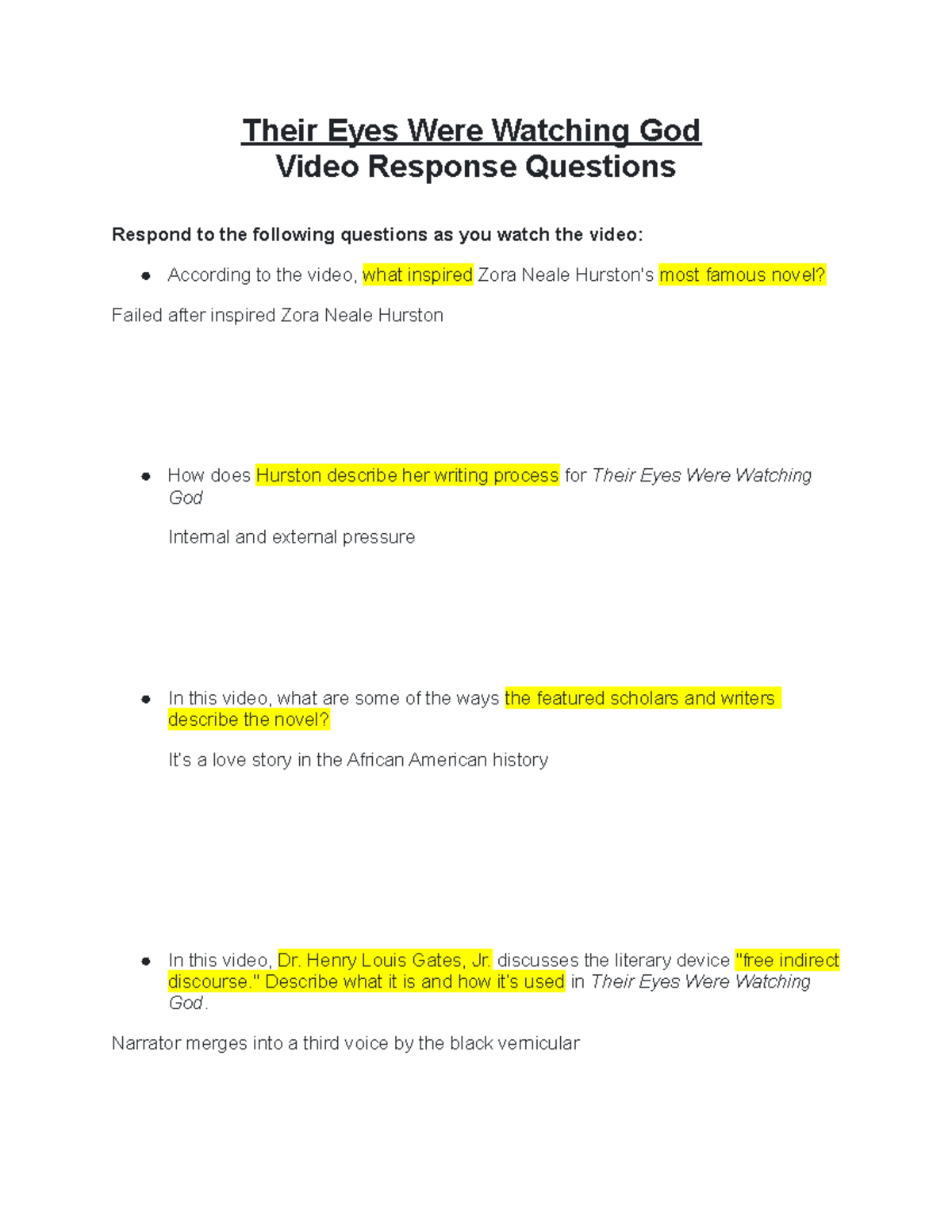 Copy of Introduction to Their Eyes Were Watching God (PBS Video ...