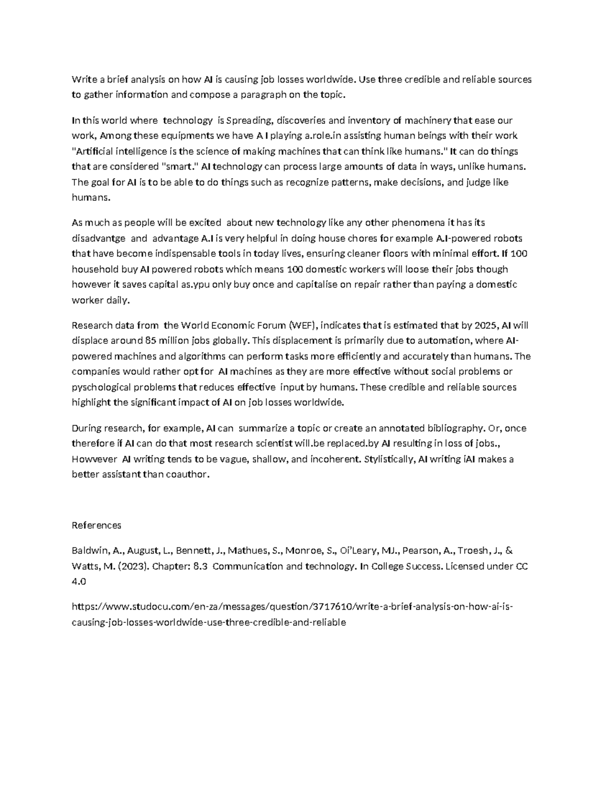 Al retrenching eng Discusion - Write a brief analysis on how AI is ...