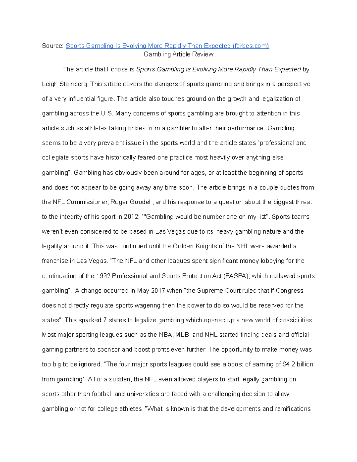 Gambling Paper - Grade: A - Source: Sports Gambling Is Evolving More ...