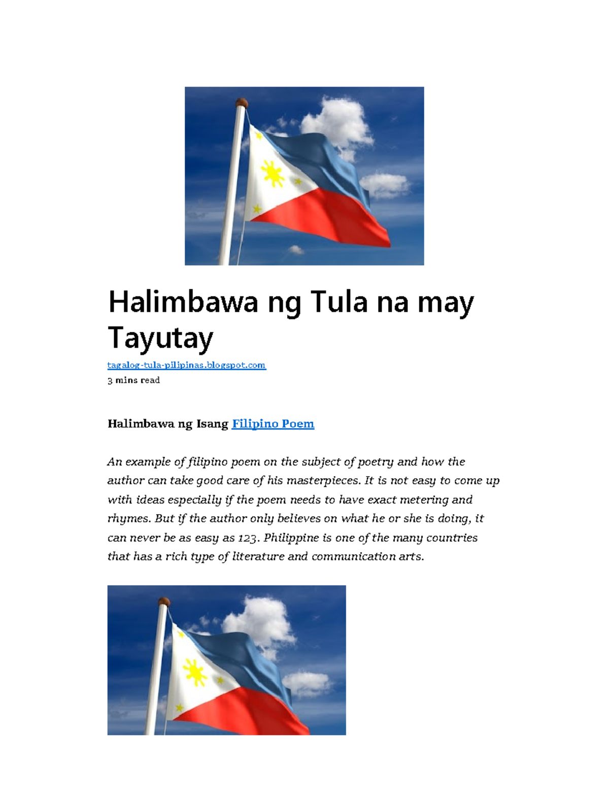 Masining - haahahhahha - Halimbawa ng Tula na may Tayutay Halimbawa ng ...