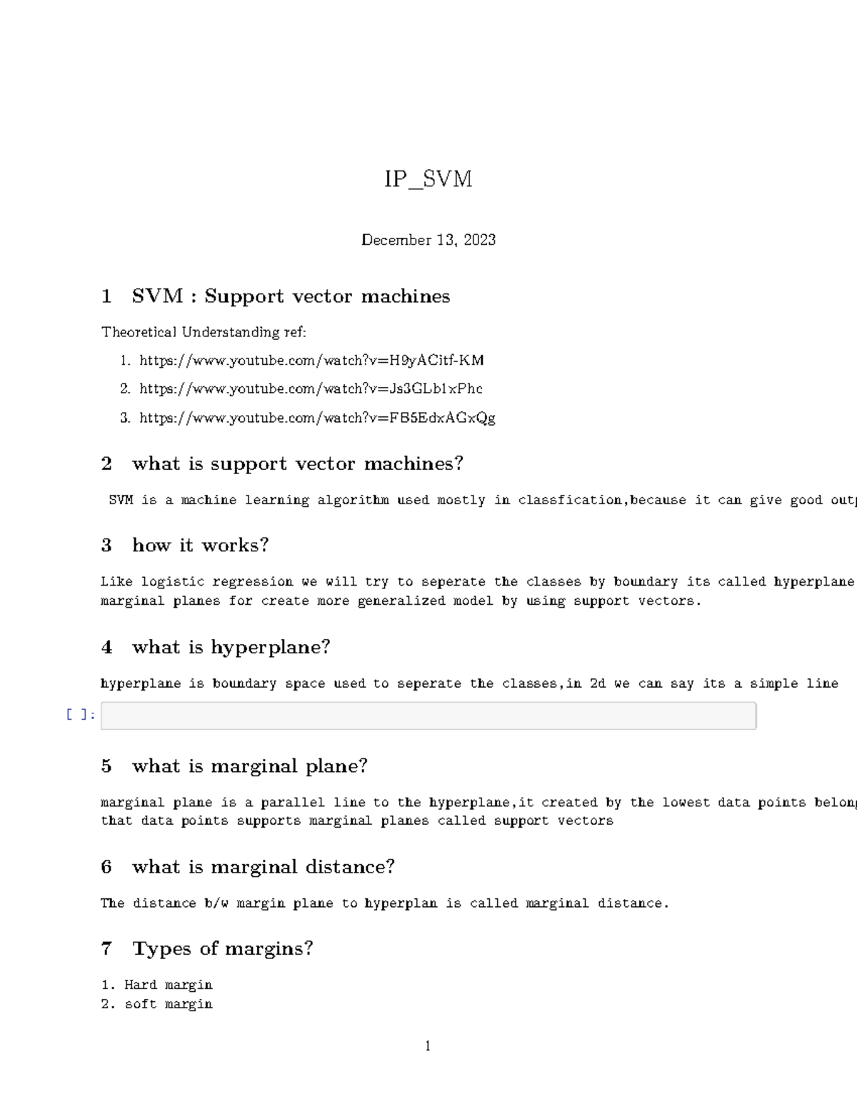 SVM 1702512820 - Class work - IP_SVM December 13, 2023 1 SVM : Support ...