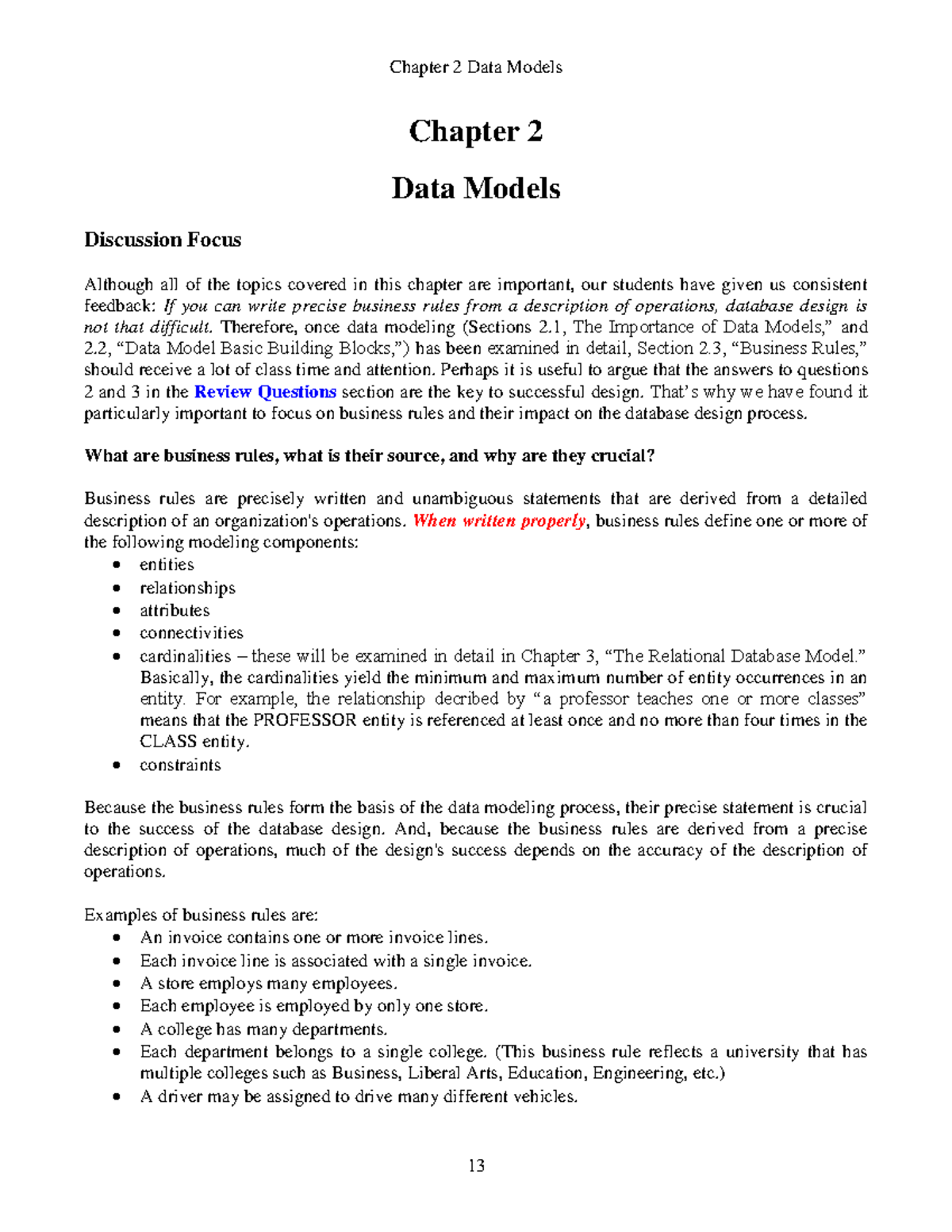 Nanopdf - doc - Chapter 2 Data Models Discussion Focus Although all of the topics covered in ...