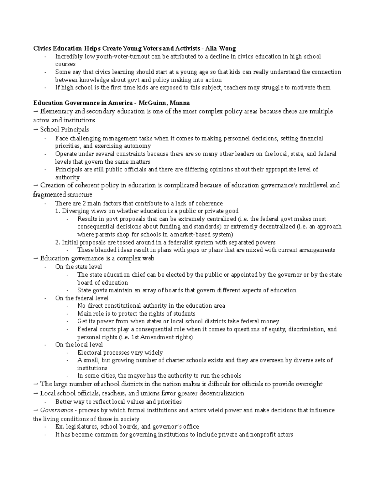 Reading Notes 1 - Civics Education Helps Create Young Voters and ...