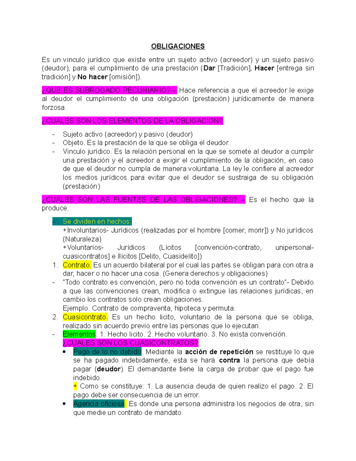 Obligaciones - OBLIGACIONES Es un vinculo jurídico que existe entre un ...