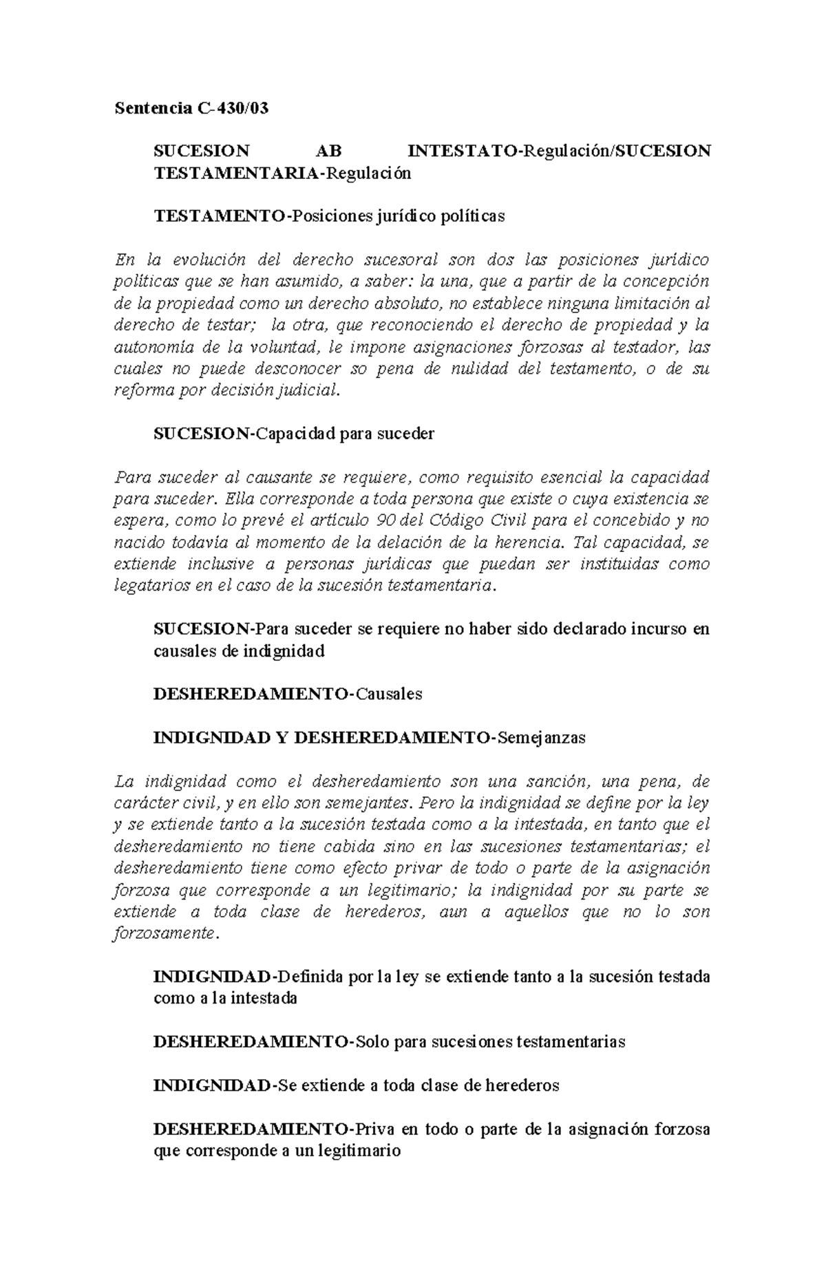 Sentencia C-430 - Sentencia C-430/ SUCESION AB INTESTATO-Regulación ...