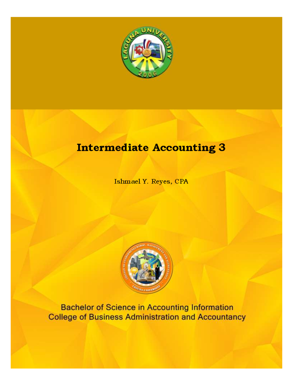 Intermediate Accounting 3 - Reyes, CPA Table of Contents Module 1 ...
