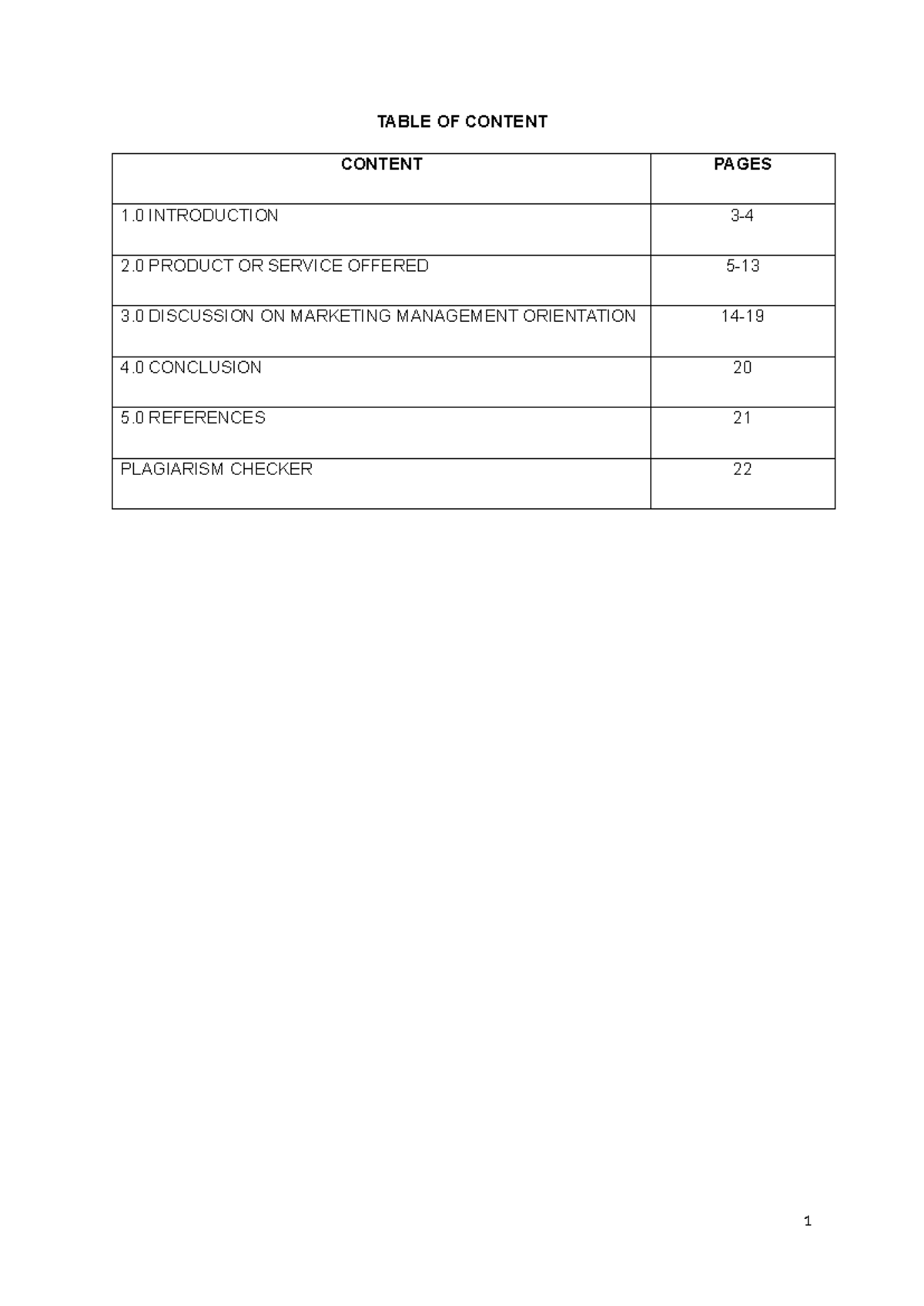 MKT410 Individual Assignment - TABLE OF CONTENT CONTENT PAGES 1 ...