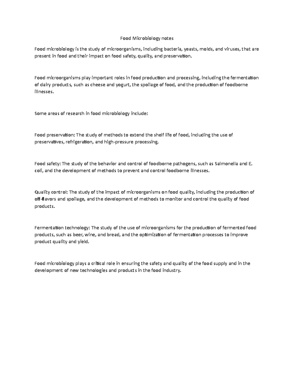 Food Microbiology notes - Food microbiology is the study of ...