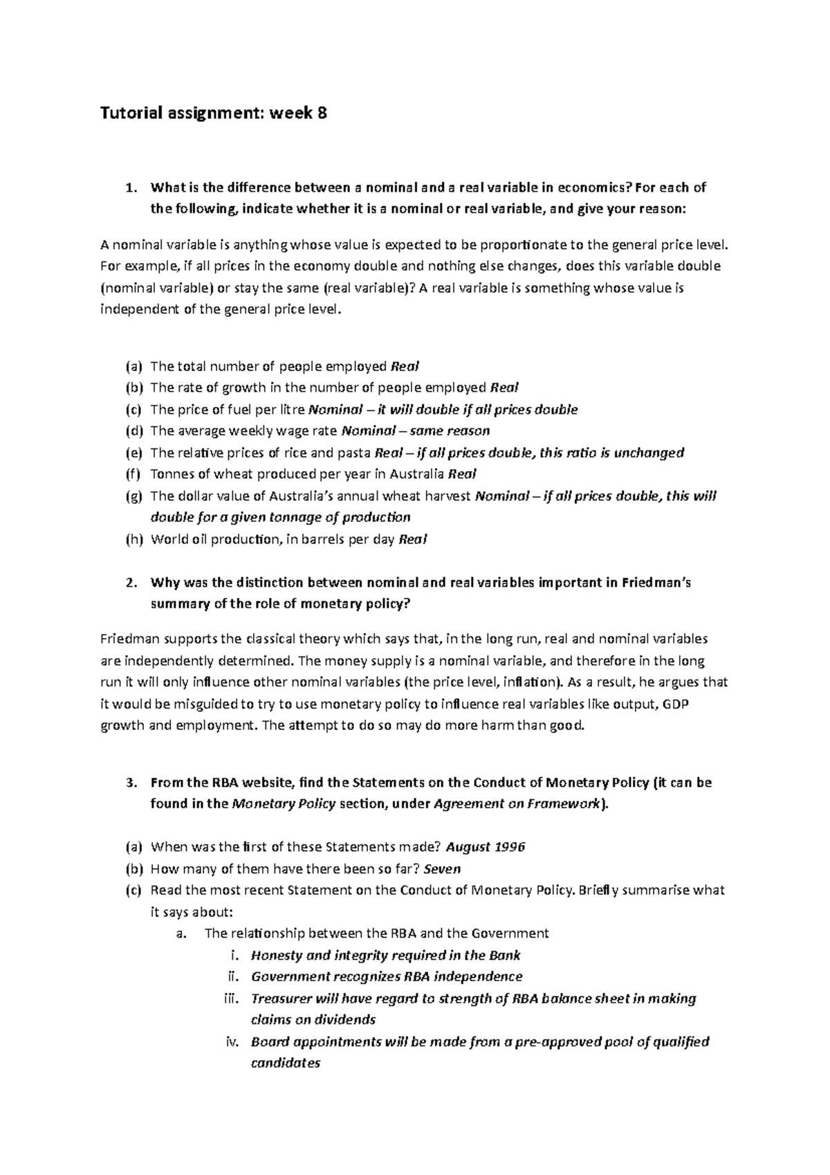 T8S - week 8 tutorial solution - Tutorial assignment: week 8 What is ...