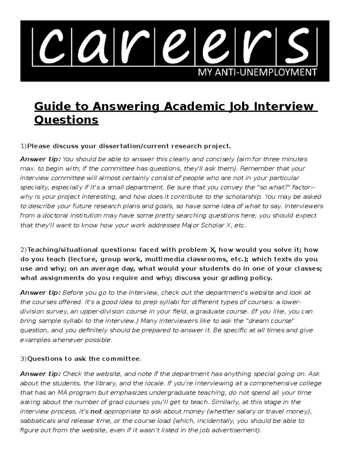 Guide to Answering Job Interview Questions - Guide to Answering ...