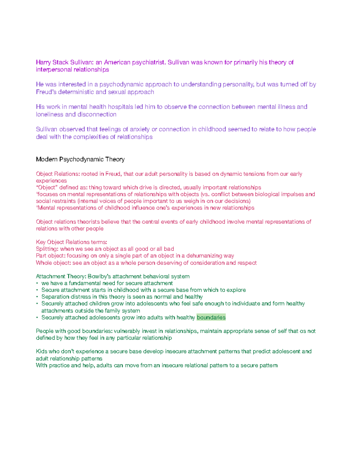 Harry Stack Sullivan - Sullivan was known for primarily his theory of ...