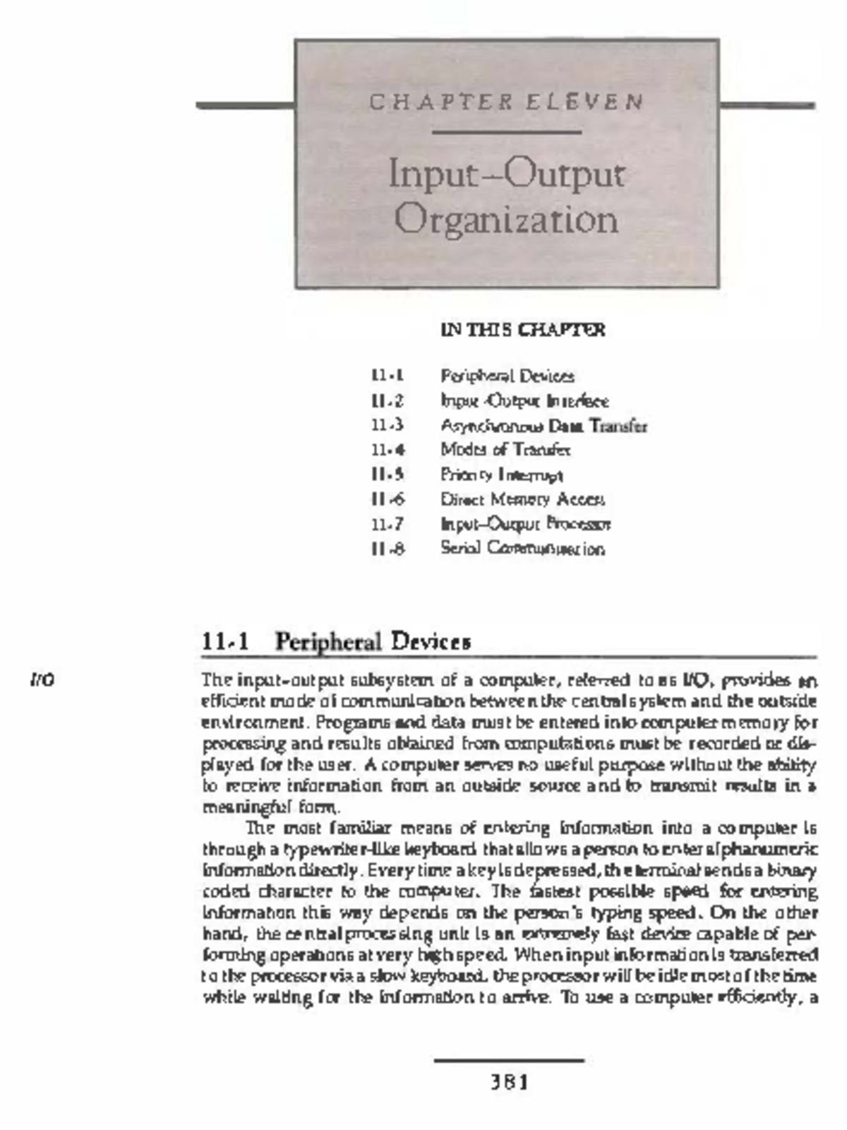 Ca 11 1 0 C H A P T E R E L E V E N Input Output Organization Ln