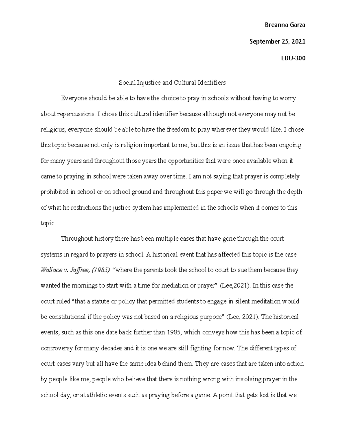 Breanna Garza - Social Injustice and Cultural Identifiers - September ...