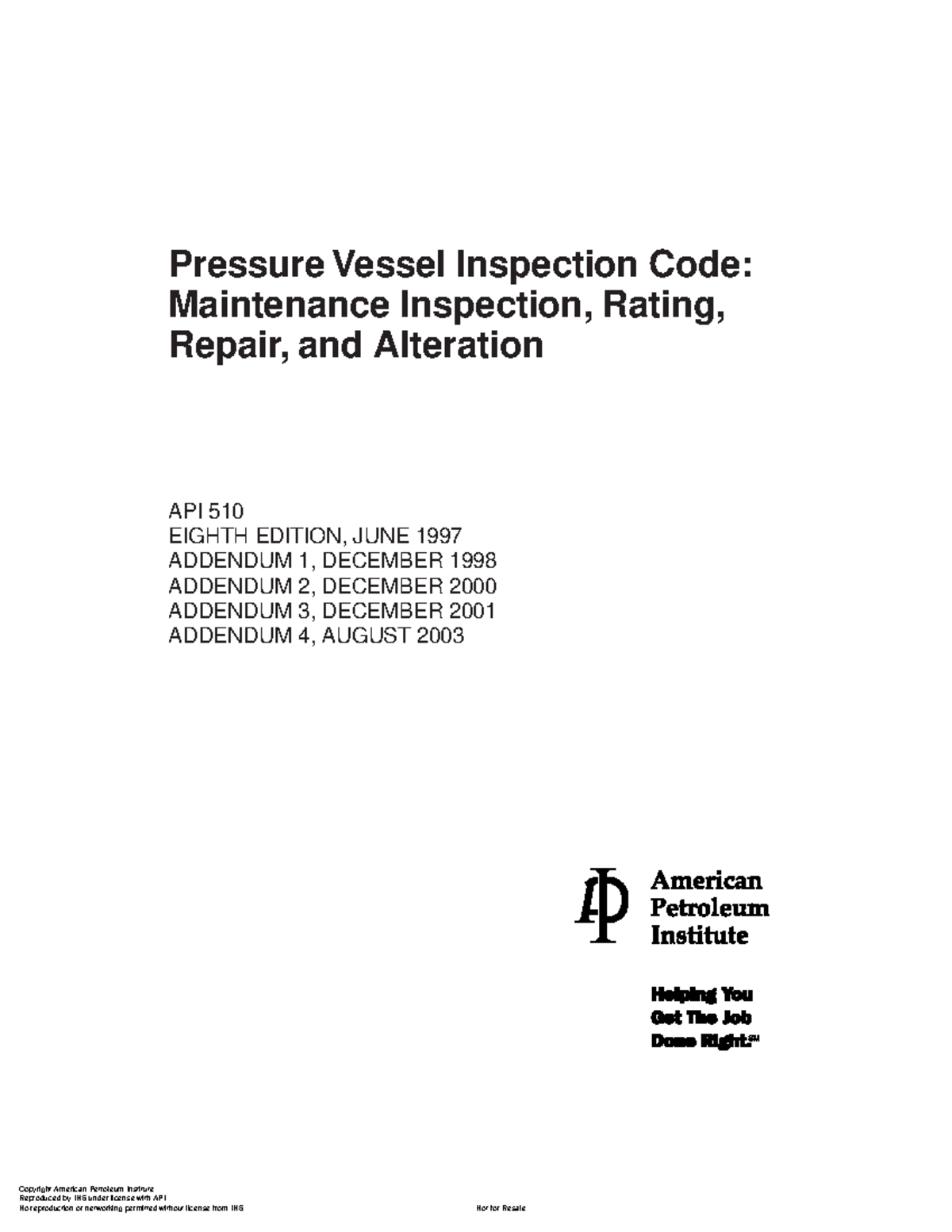 Pressure Vessel Inspection Code: Maintenance Inspection, Rating, Repair ...
