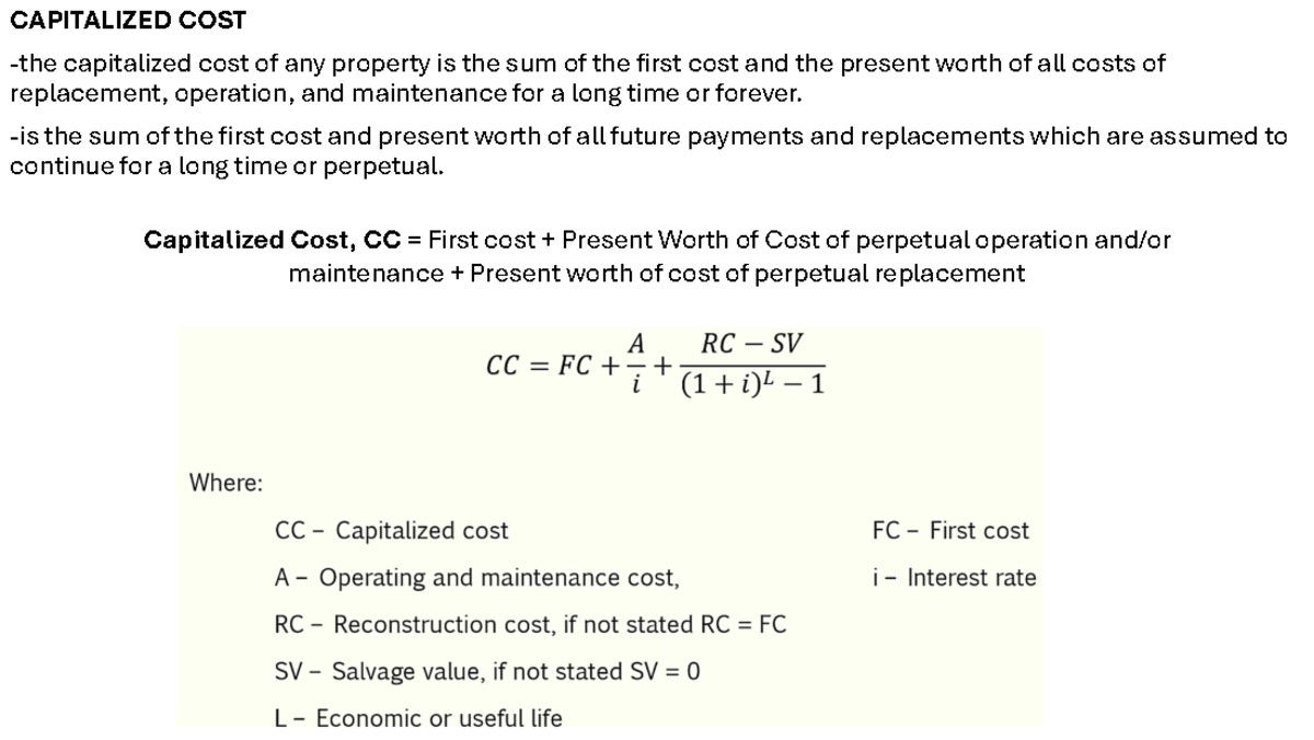 Capitalized Cost - Capatilized cost - CAPITALIZED COST the capitalized ...