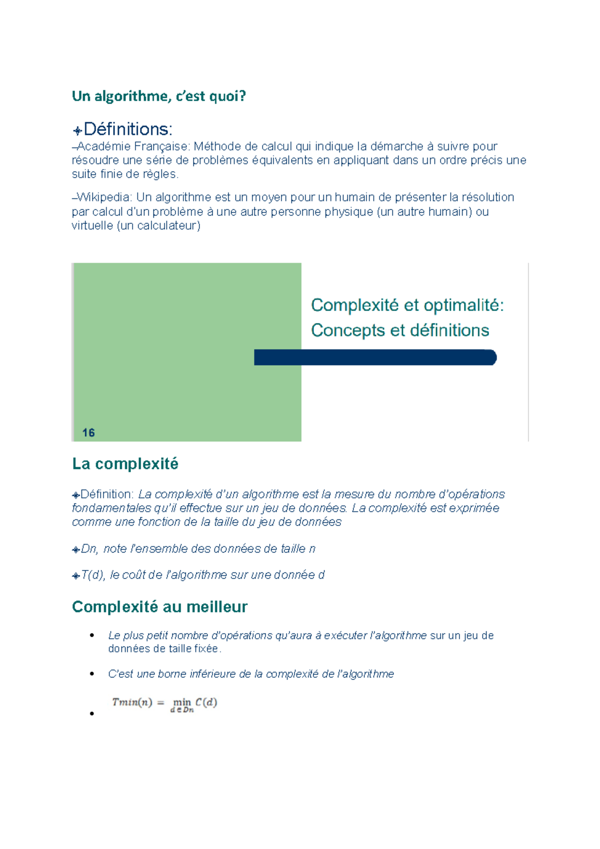 Un algorithme Avance calcule complexité des alogorithme - Un algorithme ...