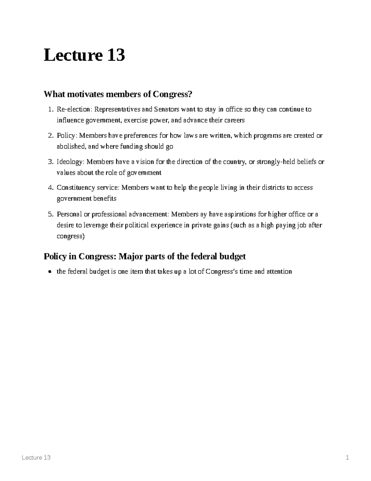 Lecture 13 - Cameron Dehart - Lecture 13 What motivates members of ...